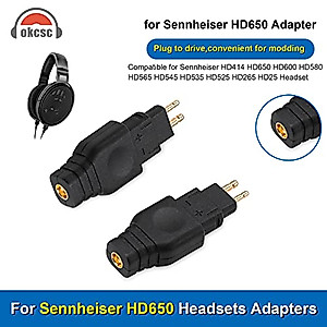 okcsc MMCX Cable Adapter Work for MMCX Cable Connected to Sennheiser HD414 HD650 HD600 HD580 HD565 HD545 HD535 HD525 HD265 HD25 Headset Connector Black