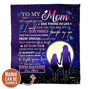 Toyshea Personalized Mom Blanket to My Mom Custom Mother's Day Throws Soft Bed Fleece Sherpa Blankets for Moms Mama Mommy Christmas Birthday Presents Idea from Daughter