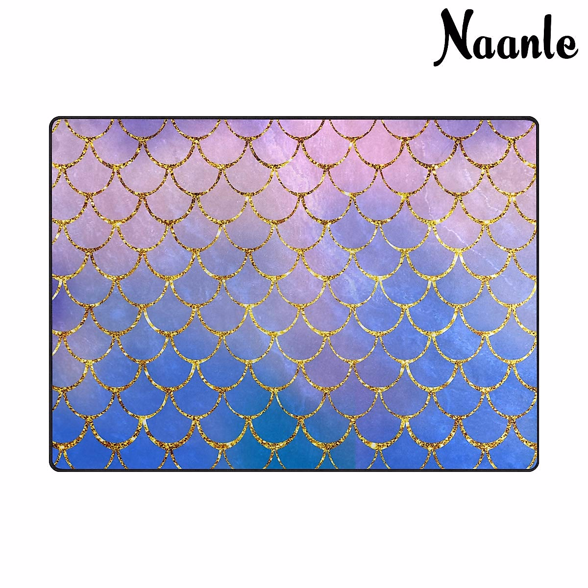 Naanle Mermaid Non Slip Area Rug for Living Dinning Room Bedroom Kitchen, 4' x 6'(48 x 72 Inches / 120 x 180 cm), Colorful Mermaid Scale Nursery Rug Floor Carpet Yoga Mat