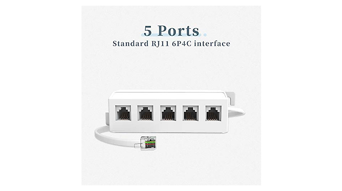 RJ11 Phone Line Splitter 1 to 5 for Multiple Phones & Fax