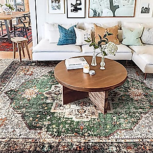 YesRug Area Rug 5x7 for Living Room Green Boho Rug Non-Slip Washable Rug Persian Vintage Rug Low Pile Large Rug for Bedroom Dining Room