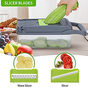 Premium Vegetable Chopper, 7 Blade Veggie Chopper, Cutter, Dicer, 12-in-1 Onion Chopper, Mandolin Slicer, Multifunctional Food Chopper with Container