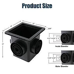 Dooeant Upgrade 12-Inch Catch Basin Drainage Kit with Debris Basket Strainer, Fit for 4 Size(2",3",4-3/8",6-3/8") Pipes, for Garden, Yard, Lawns, Outdoor (1 Pack)