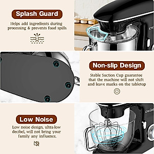 Stand Mixer CWIIM 8.5Qt 660W mixers kitchen electric stand mixer 6+P Speed stand up mixer with Dough Hook, Flat Beater, Whisk, Splash Guard, for dough mixer Baking Bread Cake Cookie Salad Egg (Black)