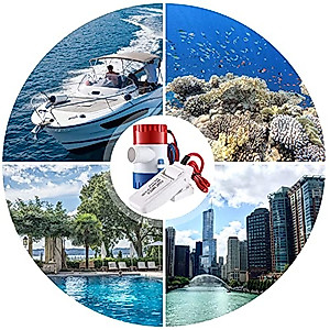 Boat Bilge Water Pump 12 V 1100 GPH Electric Marine Bilge Pump and Automatic Boat Bilge Pump Float Switch 12 V 24 V 32 V for Boats, 2 Pieces in Total