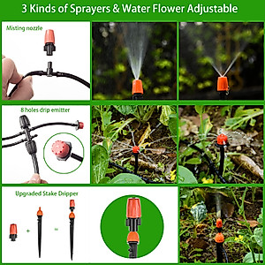 280 Pcs Drip Irrigation Kit, 147FT Garden Watering System 1/2 1/4 in Distribution Tubing Hose Automatic Patio Misting System Micro Automatic Drip Irrigation for Plant Garden Greenhouse Patio Lawn