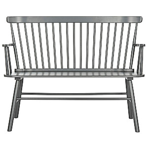 Spindleback Settee - 48" X 22.4" 36" Grey Solid Colonial Country Farmhouse Rubberwood Wood