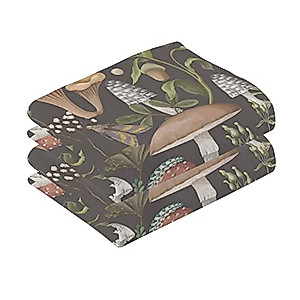 Kigai Mushroom Cotton Hand Towel Set of 2, Highly Absorbent Soft Fingertip Towels for Bathroom Kitchen Hotel Gym Spa, 16 x 28 Inch