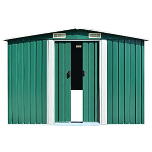 Outdoor Storage Shed, Garden Shed, Sun Protection and Waterproof Tool Storage Shed for Yard, Lawn, Backyard Garden Shed Green 101.2"x389.8"x71.3" Galvanized Steel