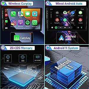 Double Din Car Stereo for Subaru Forester 2004 2005 2006 2007 2008 Android 11 9 Inch Touch Screen Car Radio 2G+32G with Carplay Android Auto Bluetooth FM GPS Navigation WiFi HiFi Backup Camera MIC