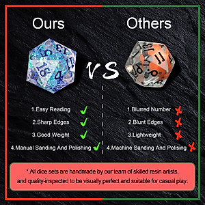 DND Dice Set Sharp Edge Galaxy Dice Handmade Resin Polyhedral Dice for Dungeon and Dragons RPG D20 Tabletop Roleplaying Party Games (Black & Green)