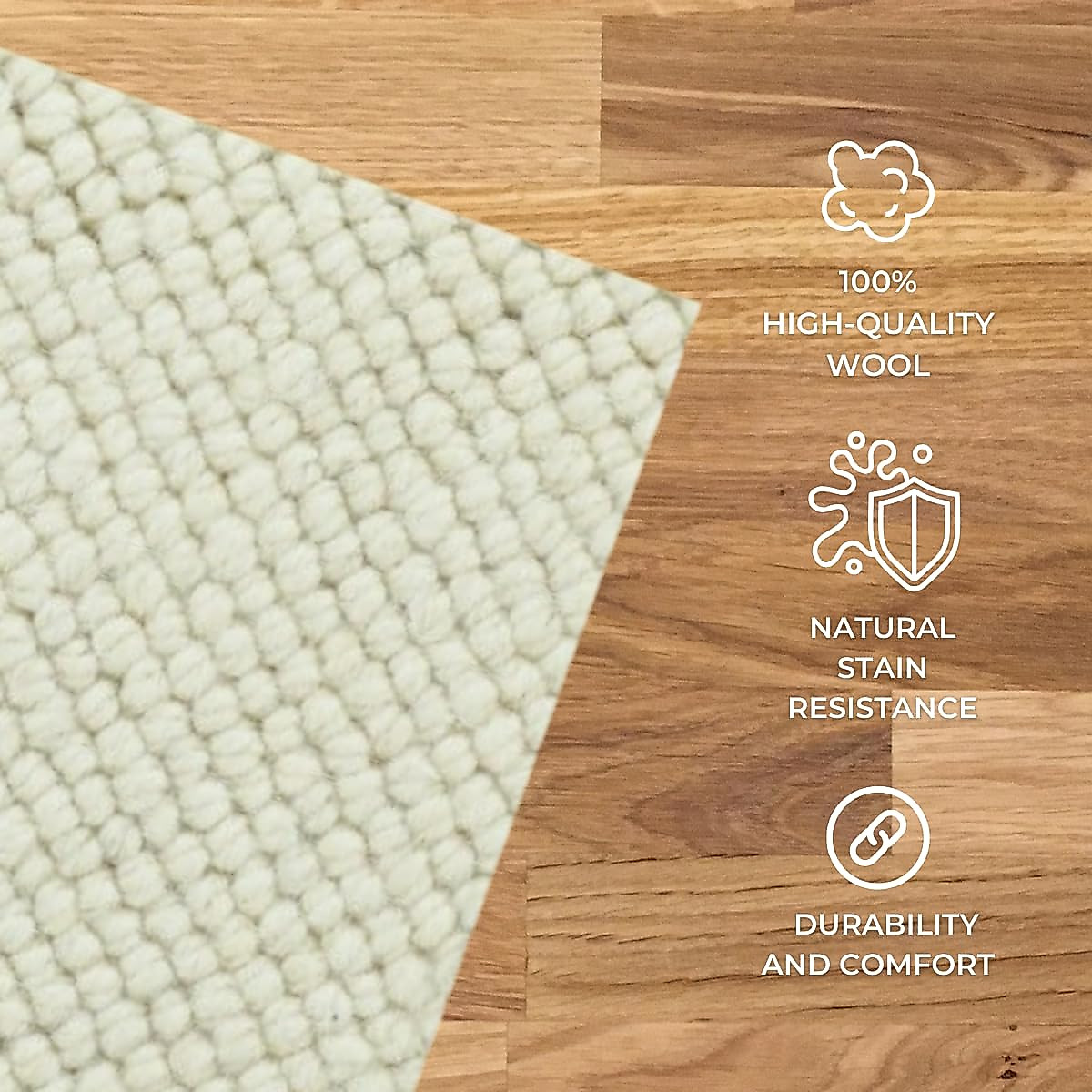 The Perfect Rug - Jaipur King White Wool Custom Area Rug - Select Your Ideal Size & Border Colors - Sample Square
