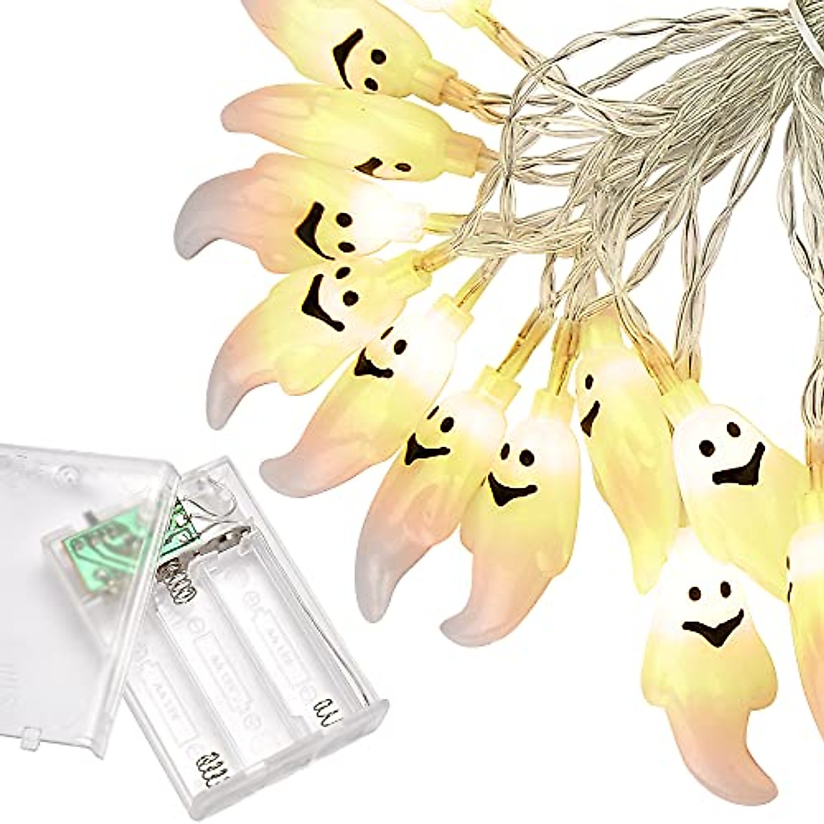 FORRADER Ghost String Lights Decor 15 ft 0.5W LED Lights , Battery Powered with 2 Modes, Halloween Decorations Outdoor & Indoor for Home/Garden/Carnival/Festivals