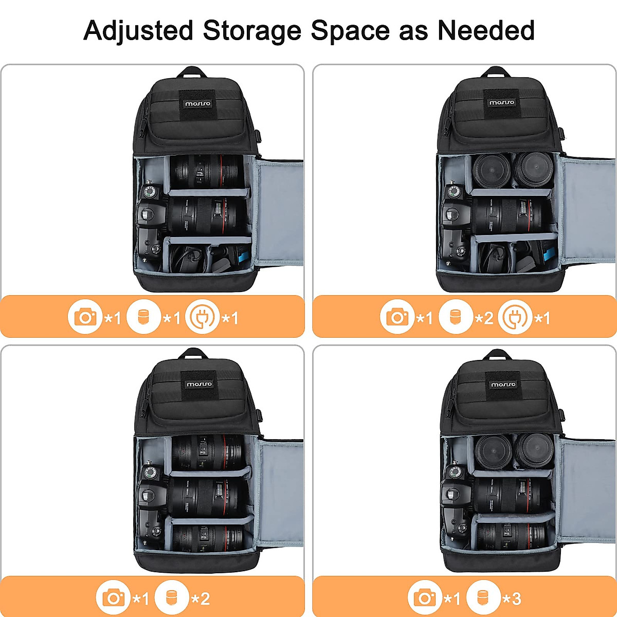 MOSISO Camera Sling Bag, DSLR/SLR/Mirrorless Tactical Camera Crossbody Bag Case Photography Slingpack with Tripod Holder & Removable Modular Inserts Compatible with Canon/Nikon/Sony/Fuji, Black