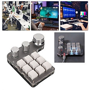 TOPINCN Mini Gaming Keyboard, 9 Keys 3 Buttons Mini Custom Keyboard for Video Editing (White)