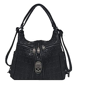 Cayla Women Handbag PU Leather Skull Tote Crossbody Shoulder Bag