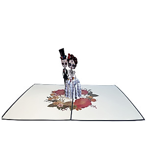 Corpse Couple, Corpse Bride and Groom, Funny Wedding Card, Birthday Card, Halloween, Valentine's Day, Day of the Dead, Dia de Muertos (on Flower)