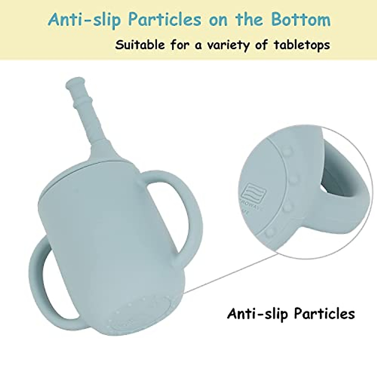 Silicone Sippy Cup with Straw, 8 Oz, 6 Months +, Easy to Clean Toddler Straw Cup for Baby, Trainer Cup for Infant, BPA-Free, Safe Use for Freezer, Dishwasher and Microwave