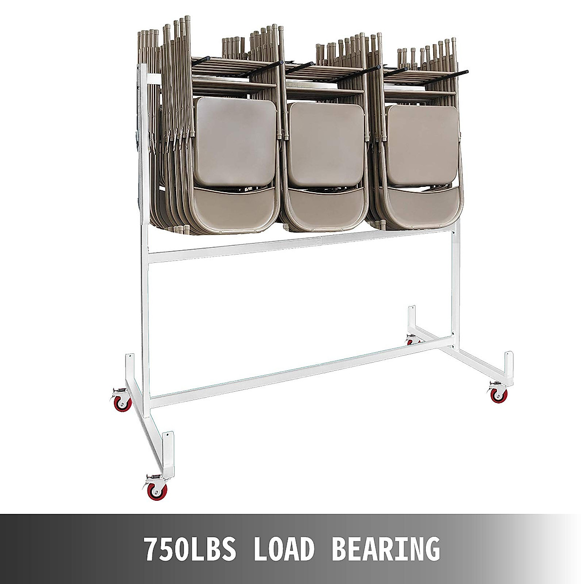 Happybuy Folding Chair and Table Cart 750lbs Capacity Combo Cart for 42 Chairs and 12 Tables Steel Frame Folding Chair Racks for Storage Swivel Wheels Folding Chair Storage with Steel Rope