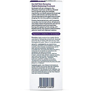 CeraVe Skin Renewing Nightly Exfoliating Treatment | Anti Aging Face Serum with Glycolic Acid, Lactic Acid, and Ceramides| Dark Spot Corrector for Face | 1.7 Oz