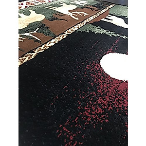Carpet King Cabin Style Area Rug Country Lodge Elk Deer Wildlife Design 382 (7 Feet 7 Inch X 10 Feet 6 Inch)