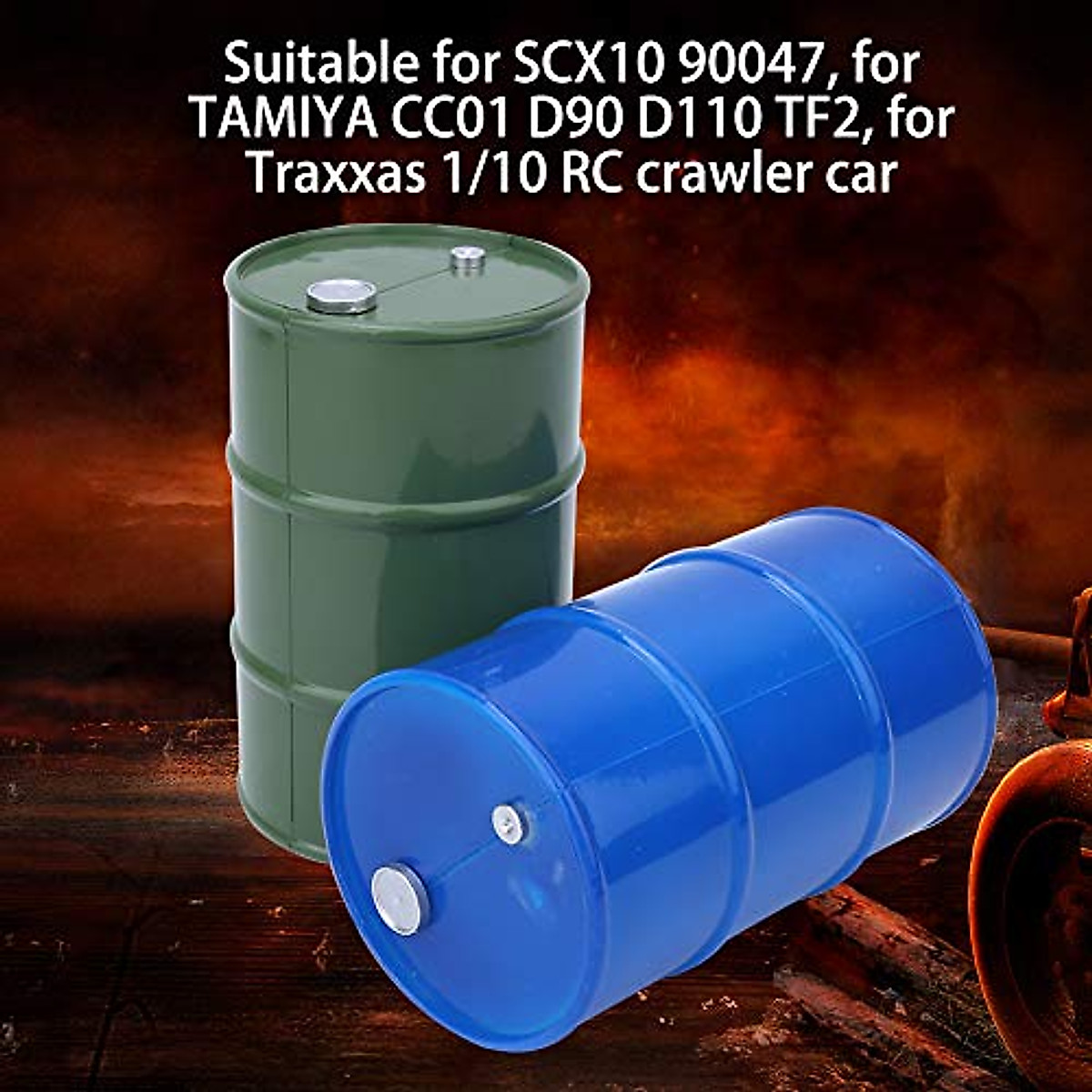 Astibym RC Car Oil Container, Fashionable Mini Oil Drum Simulation Deform Resistant for for SCX10 90047(Blue-Green)