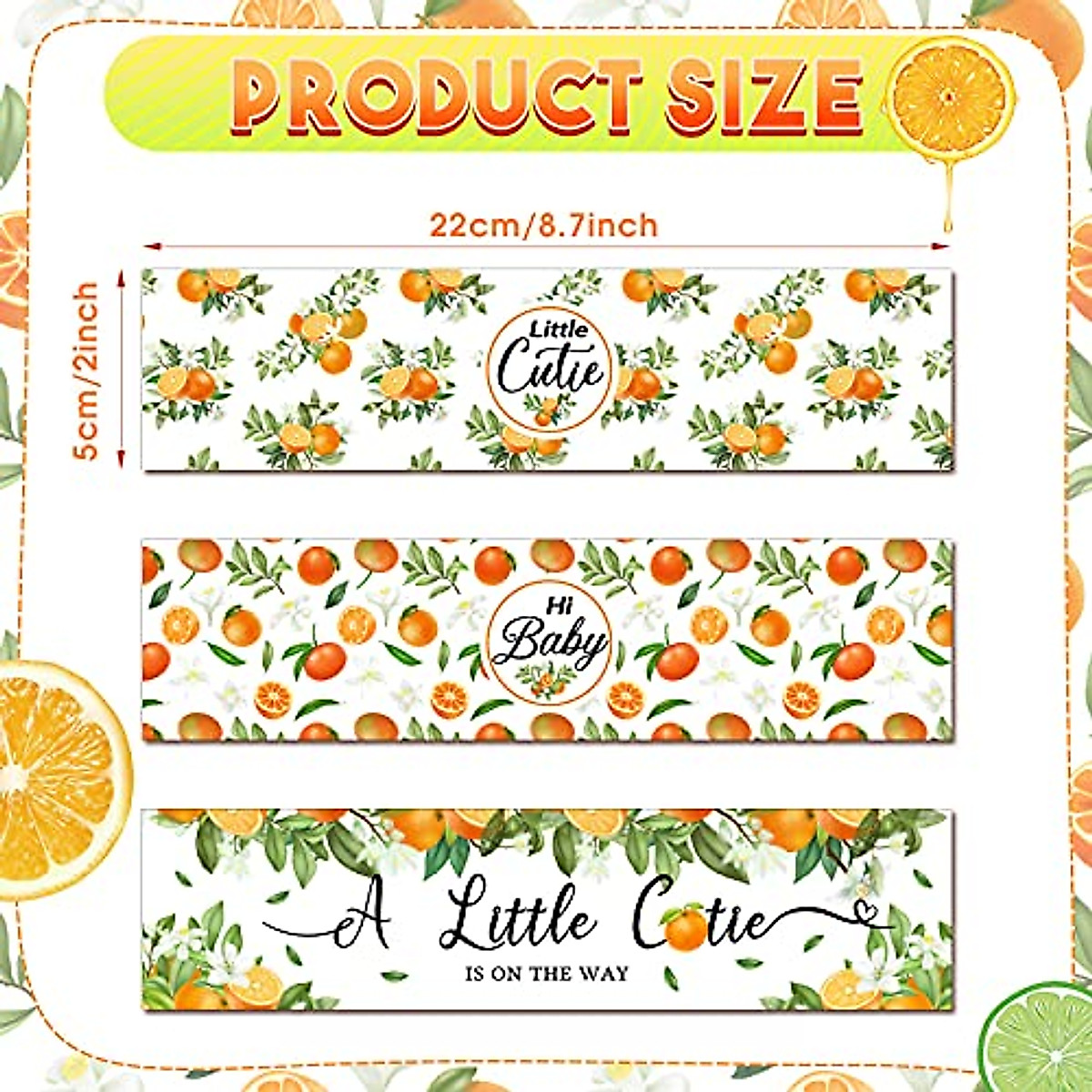 48 Pieces Little Cutie Baby Shower Water Bottle Labels Orange Water Bottle Wrapper Stickers Party Favors Decorations for Boy Girl Baby Shower, 3 Styles (Cute Style)