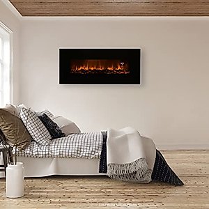 50-Inch Wall-Mounted Electric Fireplace - Fireplace Insert with LED Flames, Bottom Vents, Adjustable Heat Settings, and Remote by Northwest (Black)