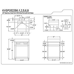 Kingston Brass KVSP2522B2 Kingston Commercial Console Sink, Brushed/Polished Brass