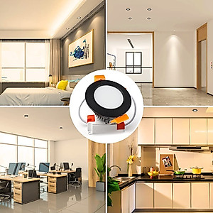 2 inch LED Recessed Lighting Dimmable Downlight, 3W(35W Equivalent), 3000K Warm White, Black LED Recessed Light with LED Driver (8 Pack)