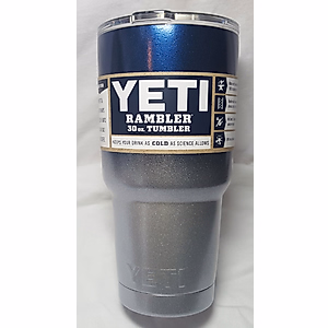 Yeti Rambler 30 Oz, Powder-coated -Sports Team Colors (Metallic Navy Blue/Silver Fusion) (30 ounce)