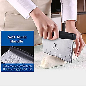 Rivexy Griddle Scraper Stainless Steel – Grill Scraper for Griddle, Griddle Scraper Tool, Flat Top Grill Scraper, Dough Scraper use for Chopping, Dicing, Cutting, Mixing Food and Cleaning