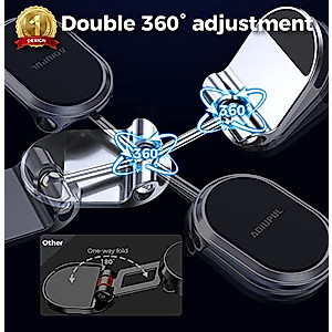 Magnetic Phone Holder for Car Metal Upgrade 6X Magnets Phone Mount Double 360° Rotation Super Sticker Phone Holder Car Mount Easy Install Suitable for Dashboard Screens Compatible with All Phone black