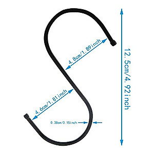 WHYHKJ 12pcs Black Large Size S Shape Hooks Heavy-Duty Stainless Steel Hanging Hooks Pot Pan Hanger Clothes Storage Rack Tool Kitchen Tools