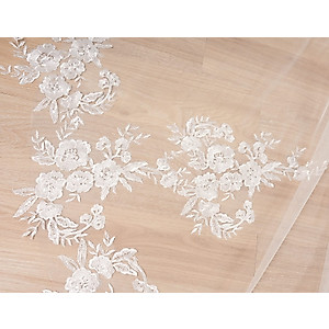 EllieWely Cathedral Length 1 Tier Lace Wedding Bridal Veil F13 3 M Ivory