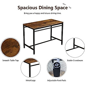 AWQM 5 Pcs Dining Table Set, Modern Bar Table Set with 4 Chairs, Home Kitchen Breakfast Table and Chairs Set Ideal for Pub, Living Room, Breakfast Nook, Easy to Assemble (Rustic Brown)