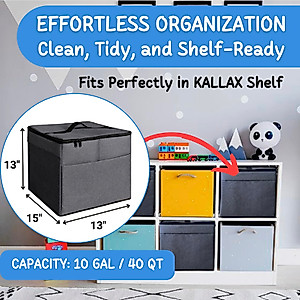 XL Toy Storage Organizer with Play Mat - Storage Bag/Box for Kids, Boys, Girls, Nursery, Playroom - Basket for Building Bricks/Blocks - Collapsible Fabric Cube Bin, 13"x13"x15"