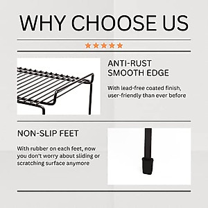 WIRESPIRIT - Stackable Shelf Organizer (2 Pieces) - Wire Kitchen Organization Shelf Rack for Countertop, Cabinet, Pantry Room, Cupboard - Bronze