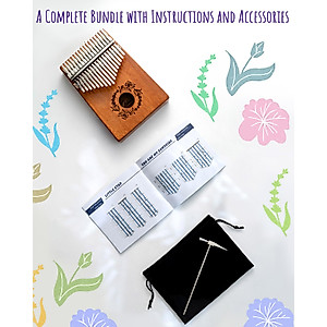 Libretto Kalimba Solid Wood Thumb Piano 17 Keys, Portable Mbira Finger Piano with Tune Hammer, Flannel Bag, Manual, Cleaning Cloth, Finger Covers, and Stickers, Great Gift for Kids and Adult Beginners