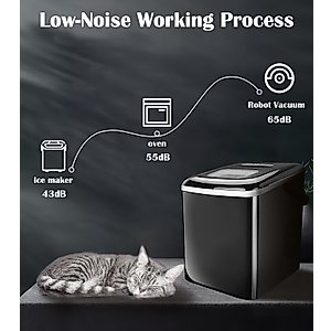 EVAMOKE Ice Makers Countertop with Handle, Nugget Ice Cubes Ice Machine with Basket and Ice Scoop, Portable Ice Maker 9 Cubes Ice Black Mini Bullet Ice Maker Small, Ice Maker for Home&Kitchen&Office