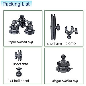 Fotoleey Suction Car Mount for Insta360 x3, x2, One RS Compatible with GoPro Hero 11, Hero 10, Hero 9, Max —Camera Triple Suction Mount Kit for Action Cameras (Stick is Not Included)