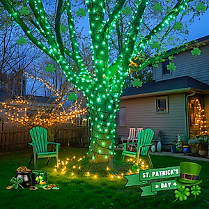 JMEXSUSS 600 LED Green Lights for St Patrick's Day, 207 ft Green Solar String Lights, 8 Modes Solar Christmas Lights Outdoor Waterproof for Christmas Tree St Patricks Decorations