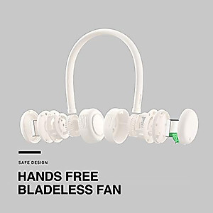 Dansoon Bladeless Neckband Rechargeable Portable Fan (Cream White)