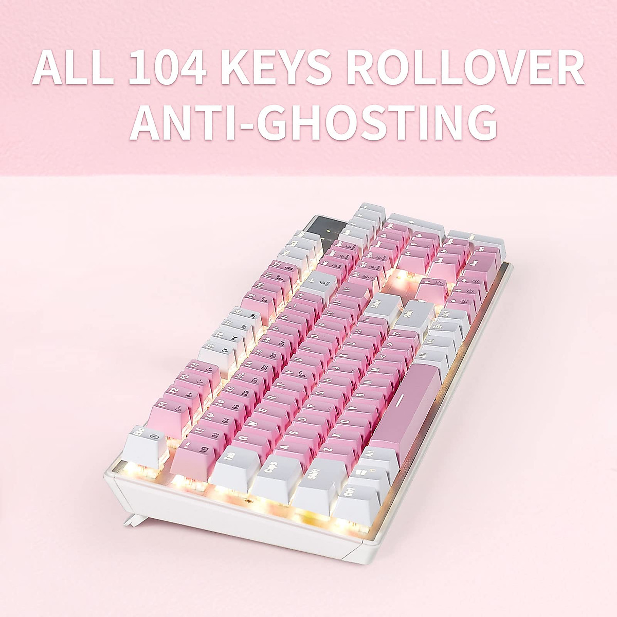 Hexgears GK715 Mechanical Gaming Keyboard, 104 Keys Full Size Wired Computer Keyboard, Hot Swappable Kailh Box Switches, ABS Keycaps, Blue Backlit Gaming Keyboard for PC/Laptop