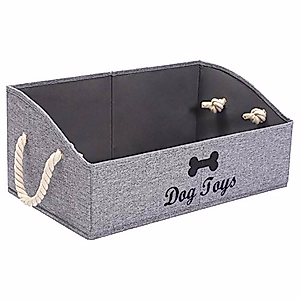 Morezi Large Dog Toy bin Puppy Shallow Toy Baskets - Perfect for Collapsible Bin for Living Room, Playroom, Closet, Home Organization - Snow Gray - Rectangle - Dog