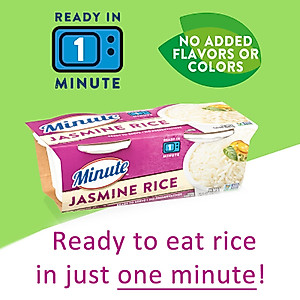 Microwaveable Jasmine Rice Bundle 8.8 Oz 2-Pack of Minute Jasmine Rice in Ready To Serve Cups and 3 My Outlet Mall Resealable Portable Storage Pouches