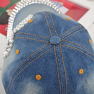 Anjoy Women Loving Heart Bling Rhinestone Sport Jeans Baseball Golf Cap Hat