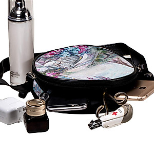 Paris Tower Oil Painting Canvas Crossbody Bag Round shoulder Bag Circle Purse