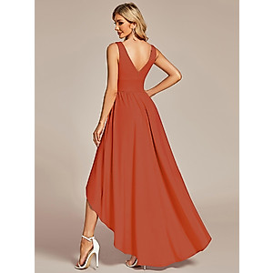 Ever-Pretty Women's Plus Size Ruched V Neck A-Line Hi-Lo Summer Bridesmaid Dresses Burnt Orange US20