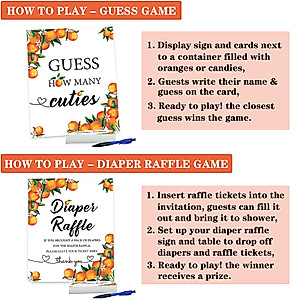 50 Little Cutie Orange Diaper Raffle Tickets and 1 Sign Baby Shower Games Orange Theme Guess How Many Cuties Sign with 50 Cards Orange Baby Shower Candy Guessing Game
